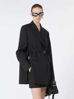Max Mara Long Wool Blazer - Black
