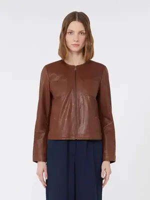 Max Mara Short Nappa Leather Jacket