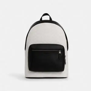 COACH Signature Canvas West Backpack - Signature Canvas/gunmetal/chalk/black