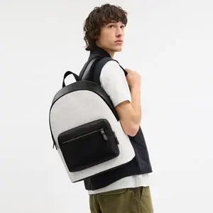COACH Signature Canvas West Backpack - Signature Canvas/gunmetal/chalk/black