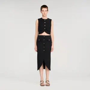 Sandro Buttoned Midi Skirt