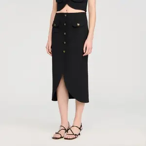 Sandro Buttoned Midi Skirt