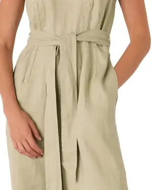Whistles Belted Seamed Linen Jumpsuit - Neutral