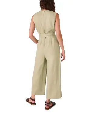 Whistles Belted Seamed Linen Jumpsuit - Neutral