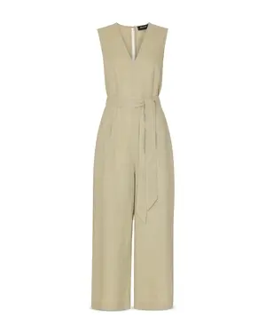 Whistles Belted Seamed Linen Jumpsuit - Neutral