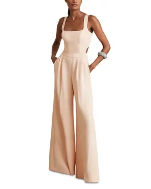 REISS Dion Wide-leg Jumpsuit - Pale Pink