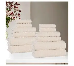 SUPERIOR Mile Cotton Blend Solid 12-piece Towel Set