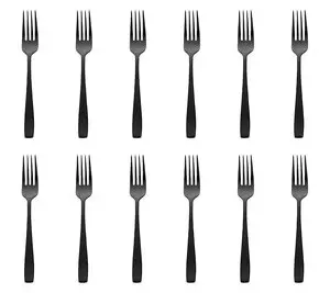GODINGER Set Of 12 Chisel Matte Black 18/0 Ss Salad Forks - One-color