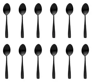 GODINGER Set Of 12 Chisel Matte Black 18/0 Ss Teaspoons - One-color
