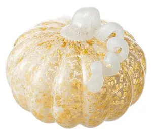 GLITZHOME 8.5d Fall Amber Dots Glass Large Halloween Pumpkin