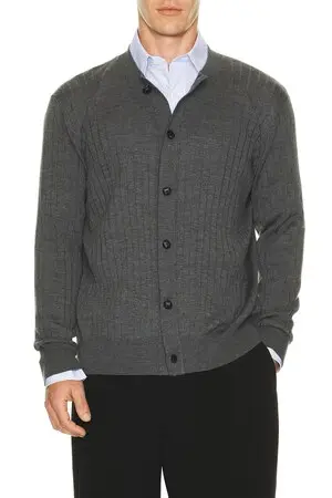 Bottega Veneta Wool Rib Cardigan - Anthracite