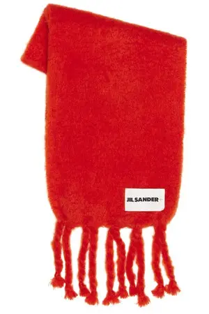 JIL SANDER Logo Plain Scarf - Red