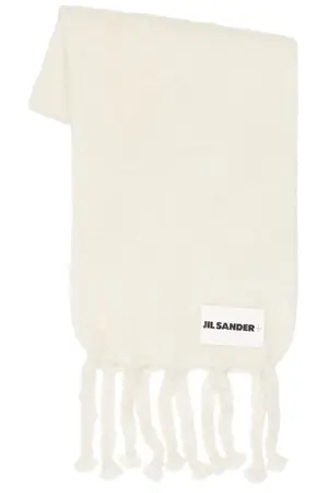 JIL SANDER Logo Plain Scarf - White