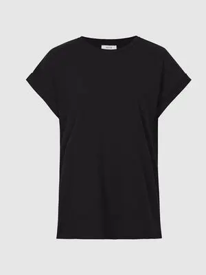 REISS Tereza Cotton-jersey T-shirt - Black