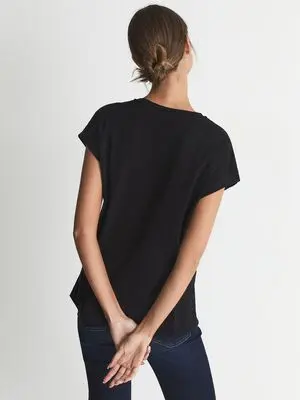 REISS Tereza Cotton-jersey T-shirt - Black