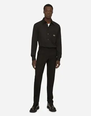 Dolce & Gabbana Cotton Martini-fit Shirt With Branded Tag - Black