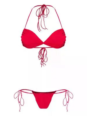 AMIR SLAMA Triangle Tie-fastening Bikini Set - Red