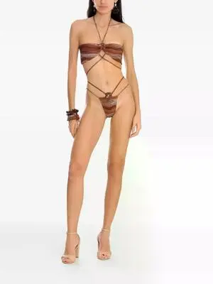 AMIR SLAMA Ring-detail Striped Bikini Set