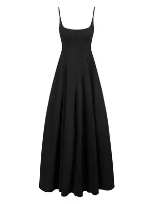 Staud Joy Cotton-blend Scoopneck Maxi Dress - Black