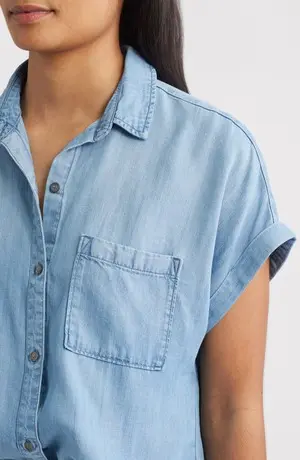 Bella Dahl Washed Chambray Short Sleeve Shirt