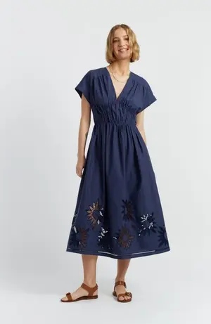 Chinti & Parker Broderie Dress - Navy