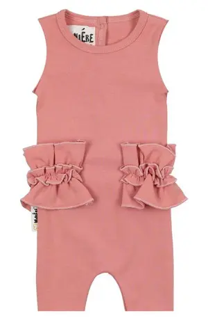 MANIÈRE Frilled Ruffle Waist Romper - Salmon