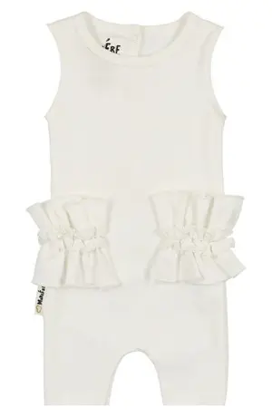 MANIÈRE Frilled Ruffle Waist Romper - White