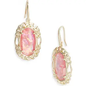 Kendra Scott Dani Figaro Frame Drop Earrings - Gold Pink Iridescent
