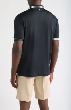 SWANNIES Thatcher Tipped Performance Polo - Black