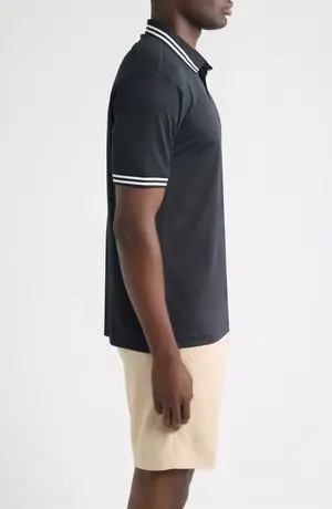SWANNIES Thatcher Tipped Performance Polo - Black