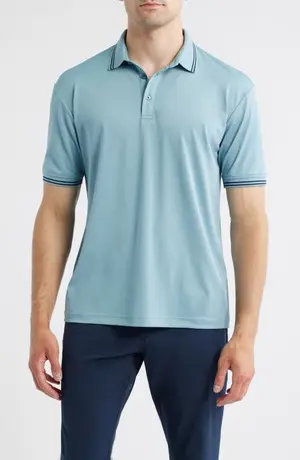 SWANNIES Thatcher Tipped Performance Polo Slate