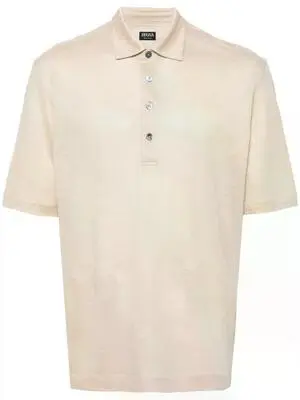 Zegna Short-sleeve Linen Polo Shirt - Neutrals