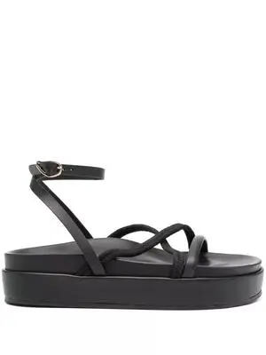 ANCIENT GREEK SANDALS 30mm Crossover Platform Sandals - Black