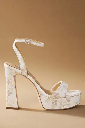 Badgley Mischka Caia Jacquard Platform Heels - Ivory Jaquard