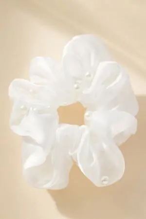 Anthropologie Pearl Scrunchie - White