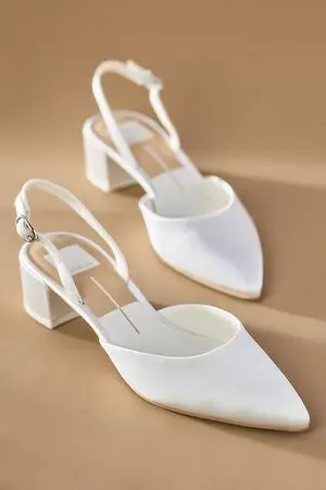 Dolce Vita Carel Satin Block Heels - True White Satin
