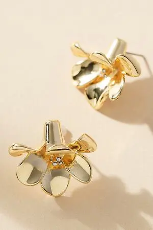 GEORGIE QUINN Fiore Flower Post Earrings - Gold