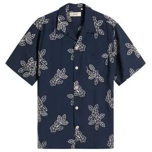 FORET Leo Embroidery Vacation Shirt - Navy