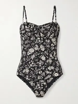 Ulla Johnson Zahara Floral-print Underwired Swimsuit - Black
