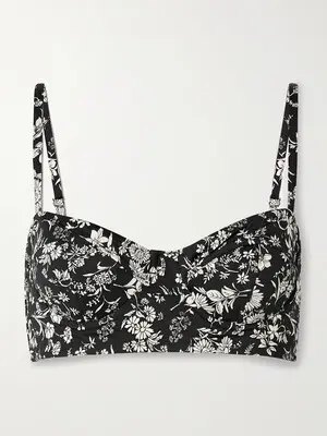 Ulla Johnson Zahara Printed Underwired Balconette Bikini Top Black