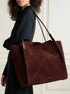 Victoria Beckham Leather-trimmed Suede Tote