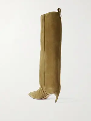 Attico Lea Suede Knee Boots - Green