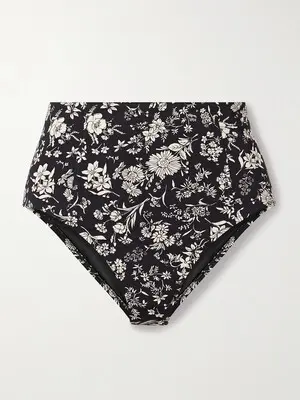 Ulla Johnson Zahara Floral-print Bikini Briefs - Black