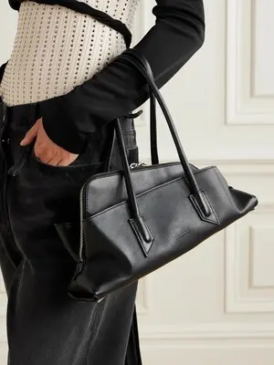 Attico La Passeggiata Small Leather Tote - Black