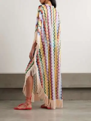 Missoni Mare Fringed Dégradé Stripes Crochet-knit Kaftan