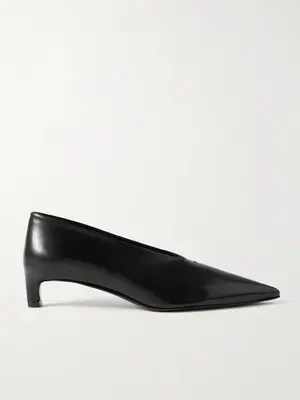 JIL SANDER Glossed-leather Kitten Heel Pumps - Black