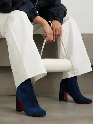 CHRISTIAN LOUBOUTIN Turela 85 Suede Ankle Boots - Blue