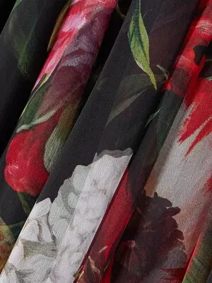 Dolce & Gabbana Belted Ruffled Floral-print Silk-chiffon Midi Dress