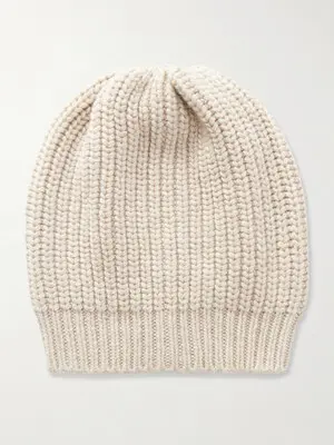 Brunello Cucinelli Sequin-embellished Cashmere And Silk Beanie - Neutrals