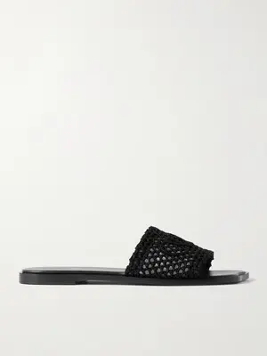 Chloé Flower Crocheted Slides - Black